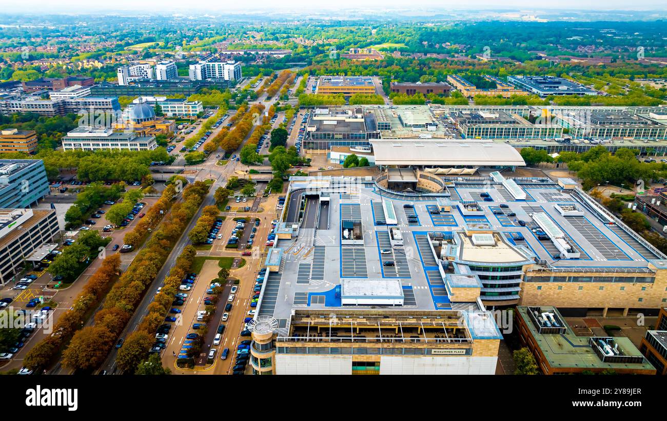 Aerial view of Milton Keynes, a city in Buckinghamshire, England, UK ...