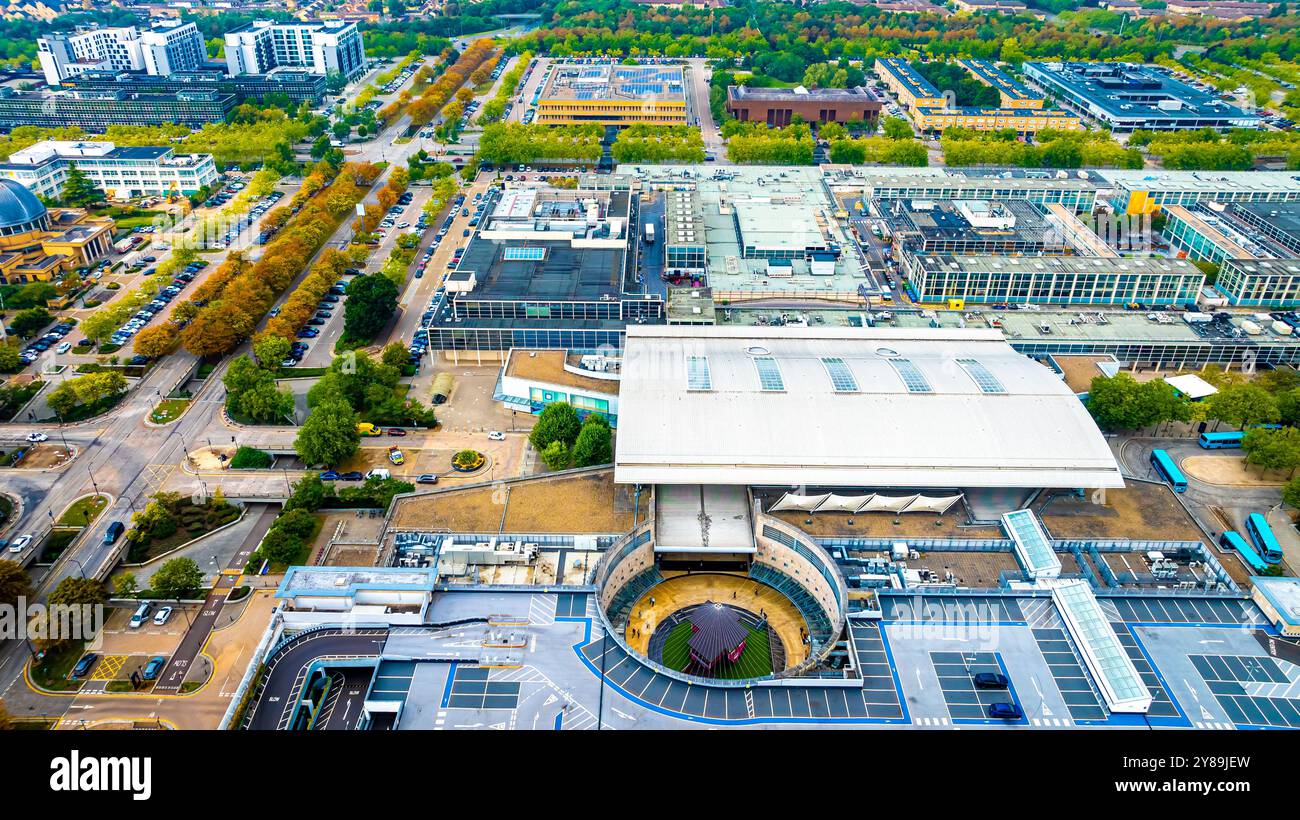 Aerial view of Milton Keynes, a city in Buckinghamshire, England, UK ...