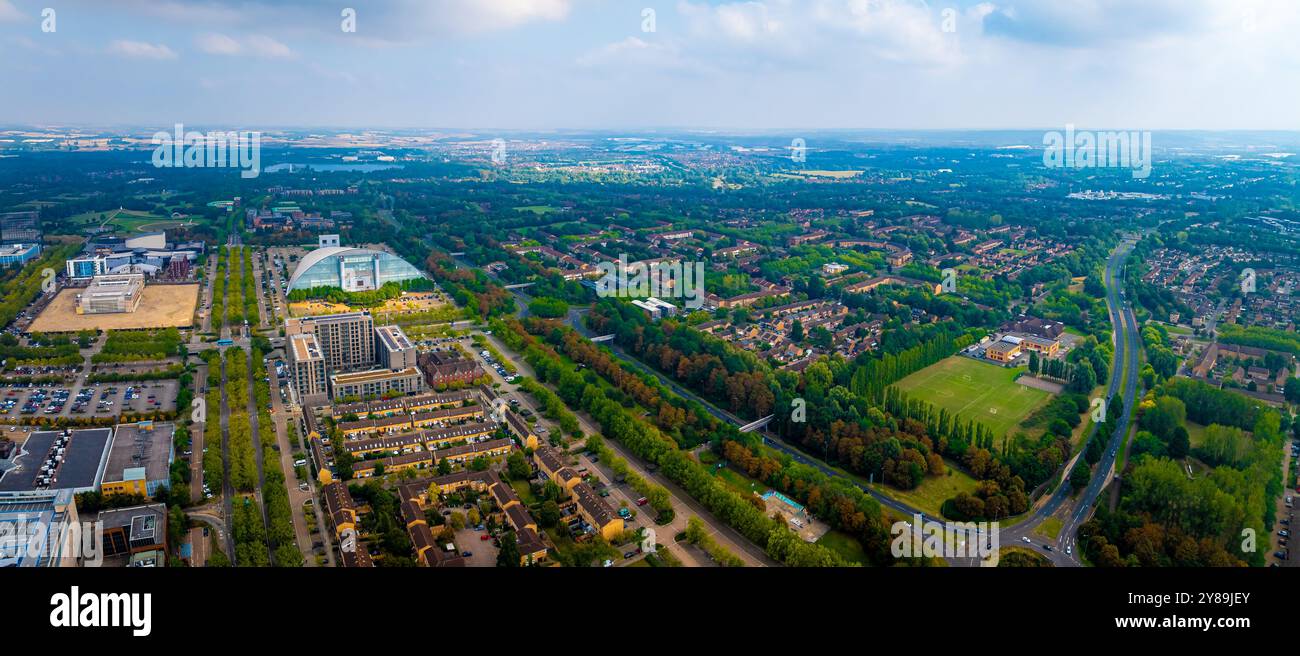 Aerial view of Milton Keynes, a city in Buckinghamshire, England, UK ...