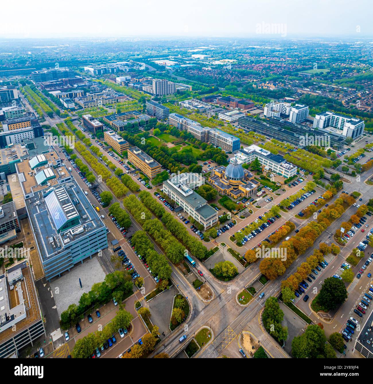 Aerial view of Milton Keynes, a city in Buckinghamshire, England, UK ...