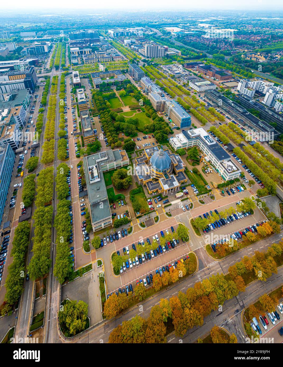 Aerial view of Milton Keynes, a city in Buckinghamshire, England, UK ...