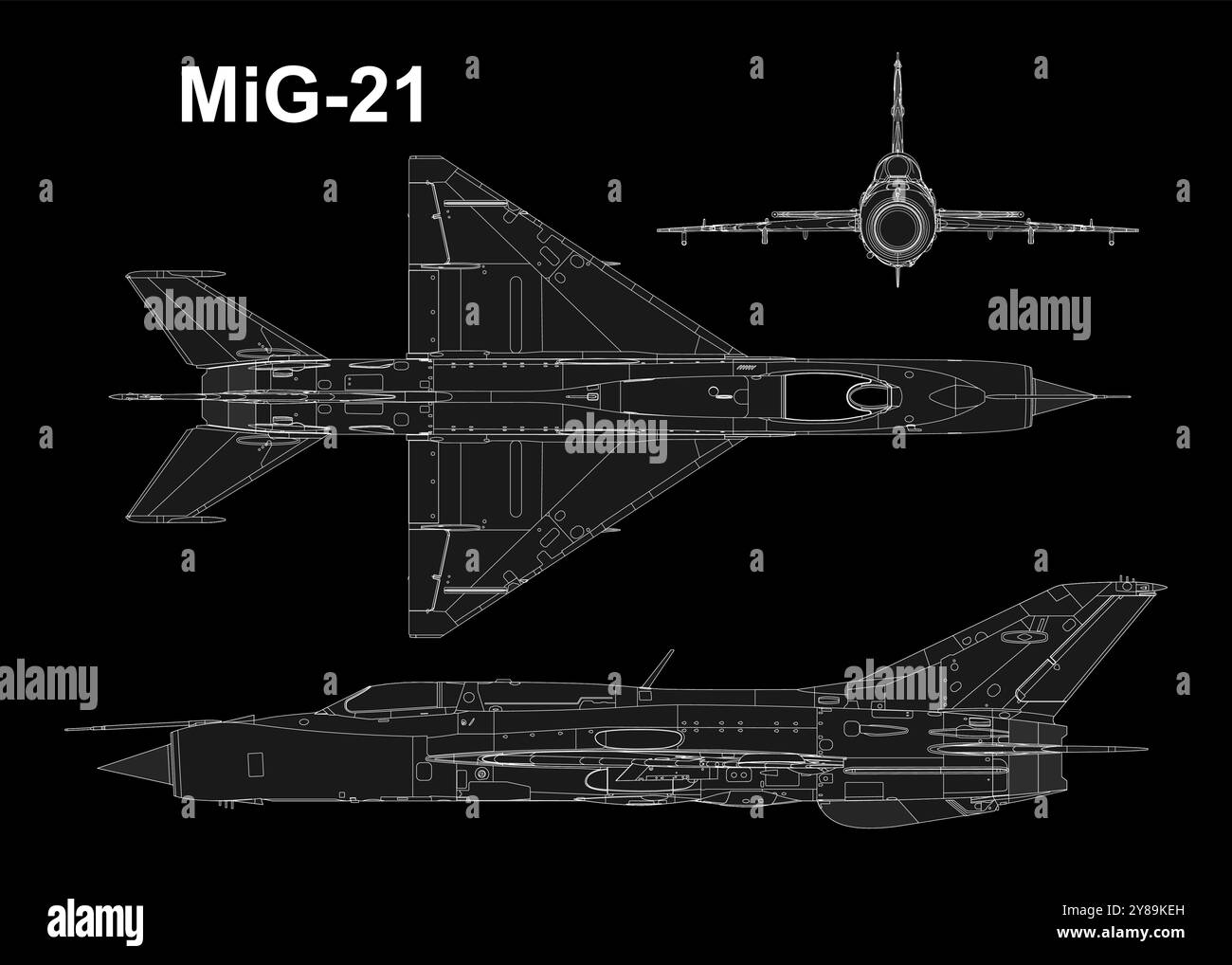 MiG-21 Jet Fighter Blueprint Stock Vector Image & Art - Alamy