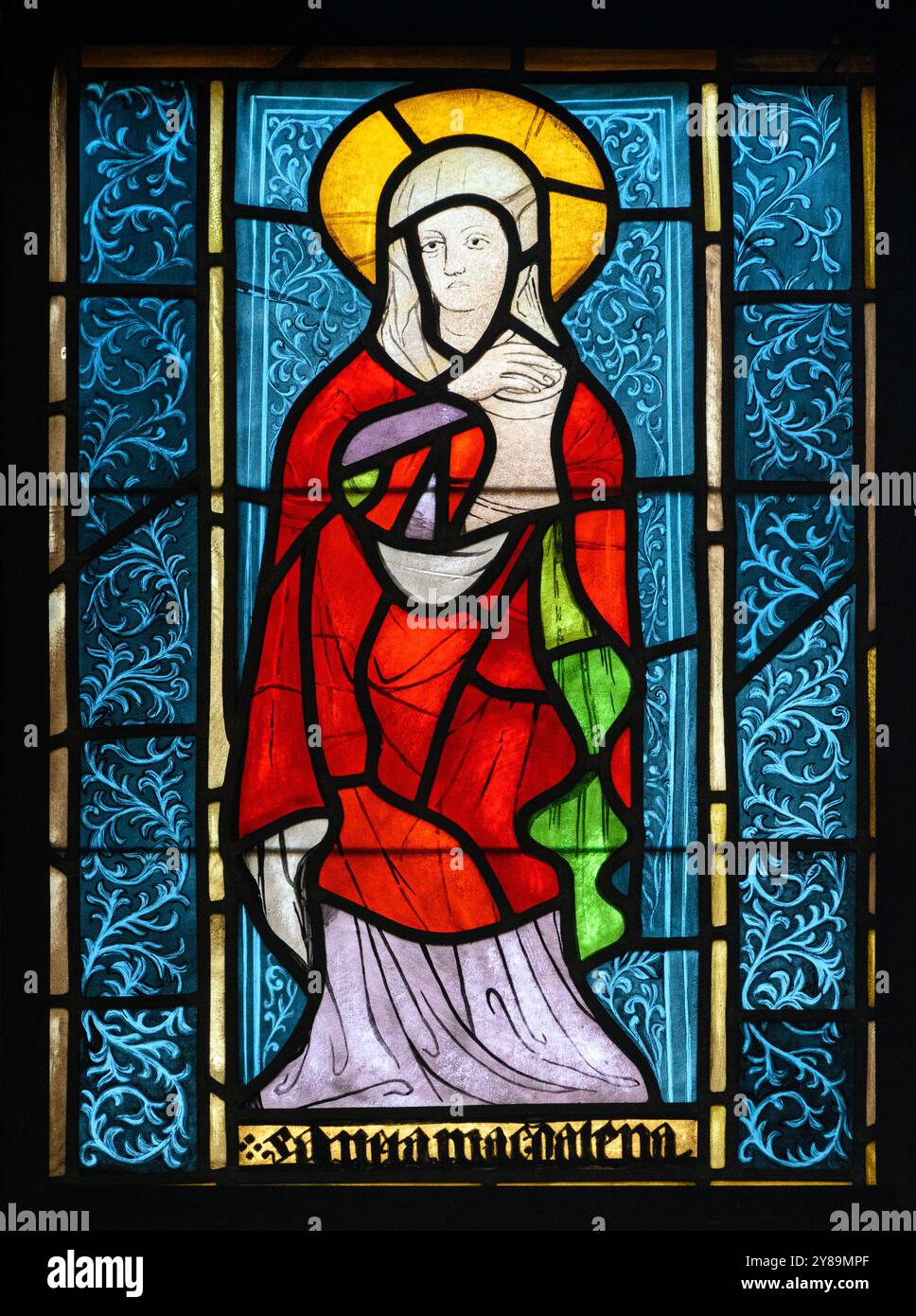 Saint Mary Magdalene. A stained-glass window in Kościół Świętej Trójcy [Holy Trinity Church] in ...