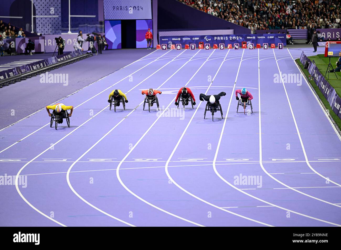 Courses for wheelchair athletes during the athletics event of the Paris ...