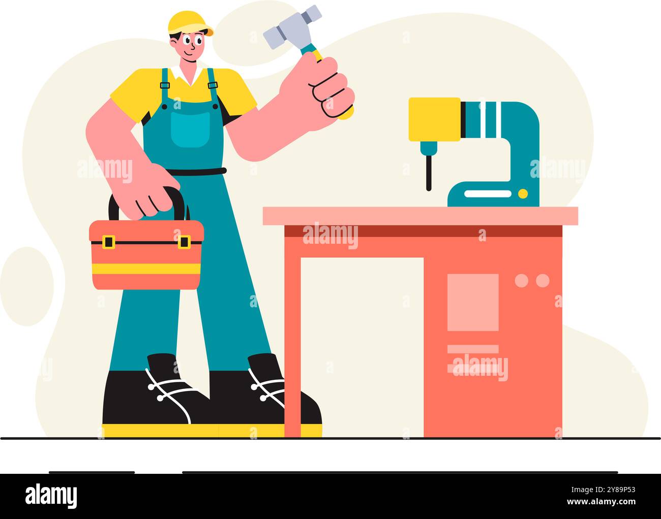 Woodworking Vector Illustration featuring Modern Craftsmen and Workers ...