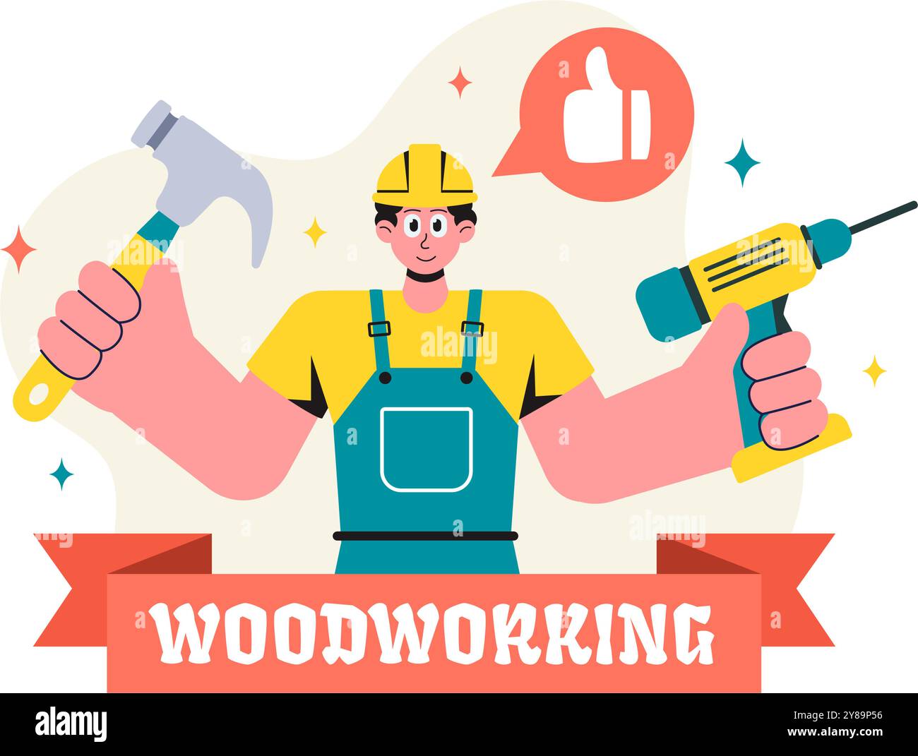 Woodworking Vector Illustration featuring Modern Craftsmen and Workers ...
