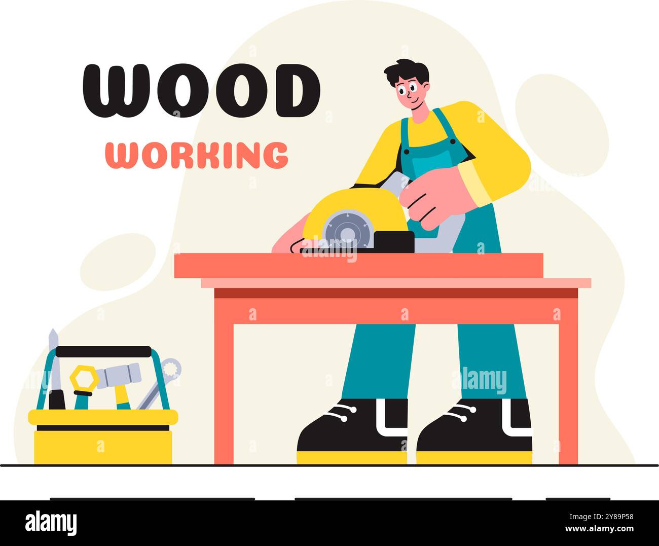 Woodworking Vector Illustration featuring Modern Craftsmen and Workers ...