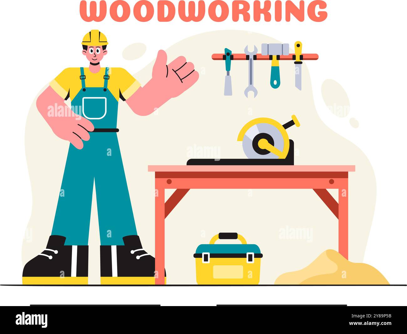 Woodworking Vector Illustration featuring Modern Craftsmen and Workers ...
