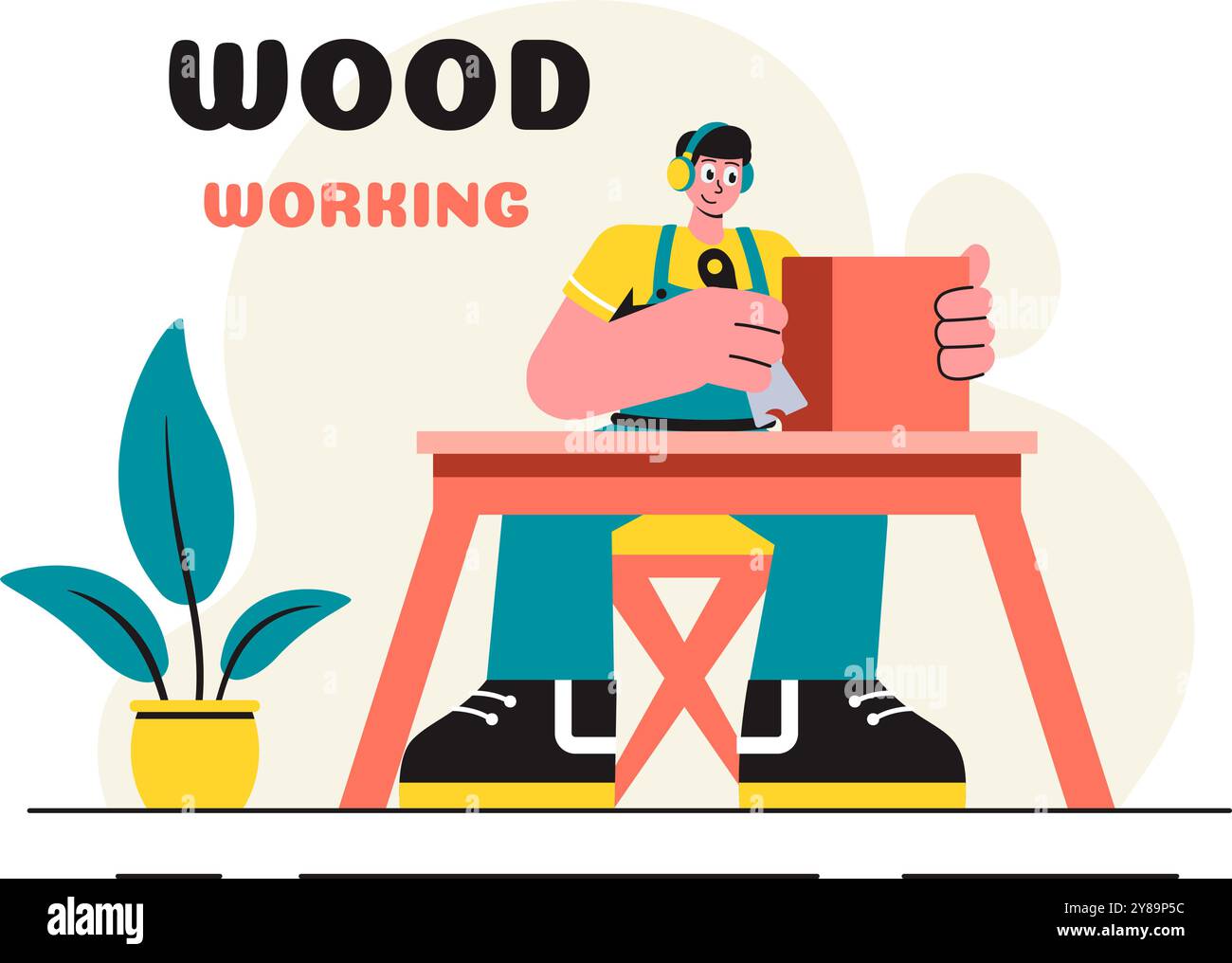 Woodworking Vector Illustration featuring Modern Craftsmen and Workers ...