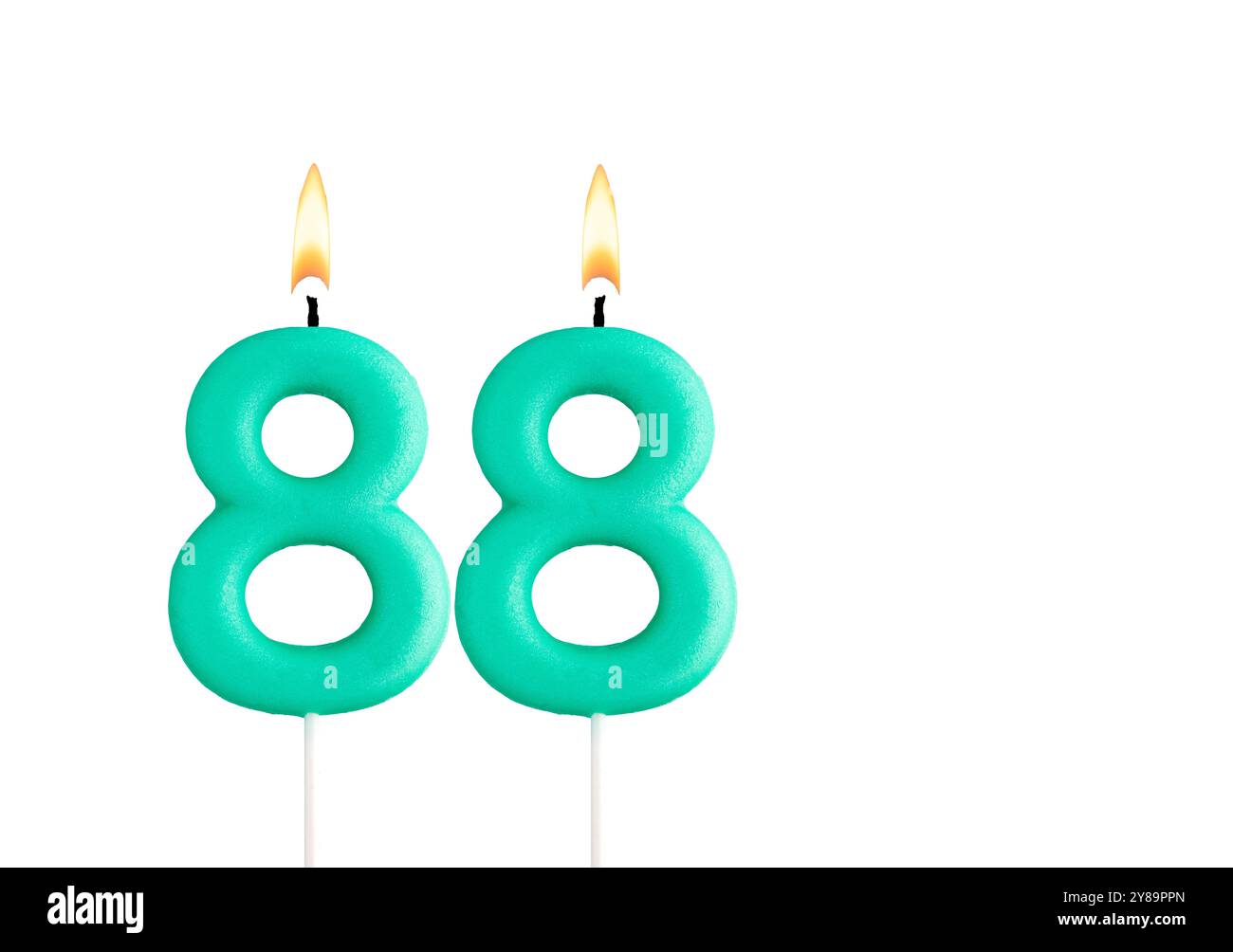 Birthday number 88 - Green birthday candle on white background Stock ...