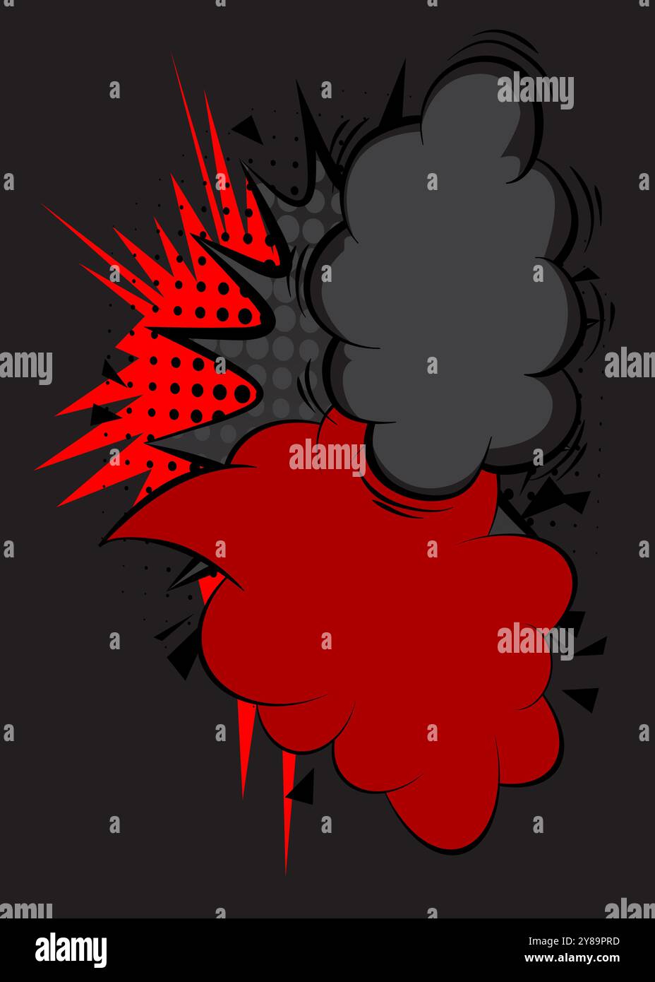 Cartoon red and black background, comic book backdrop. Retro vector ...