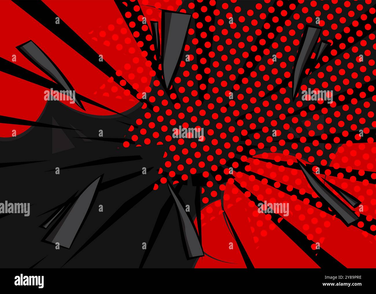 Cartoon red and black background, comic book backdrop. Retro vector ...