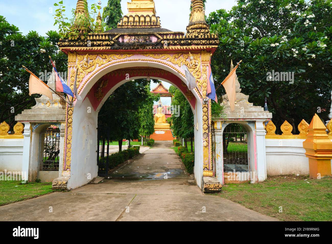 One of the ornate entrance gates to the temple complex. At Wat that ...