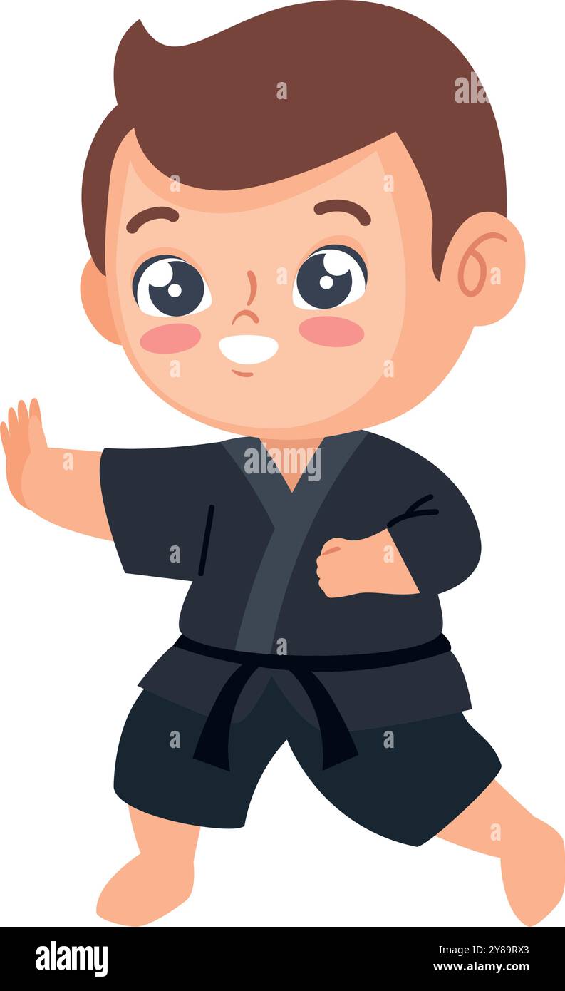 cartoon little boy practicing karate Stock Vector Image & Art - Alamy