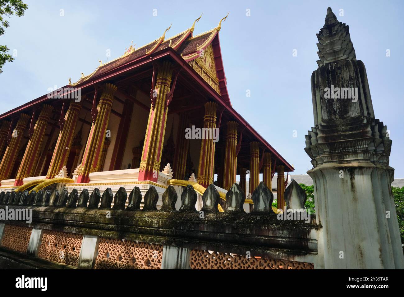 Exterior view of the old, traditional temple building. At the Ho ...