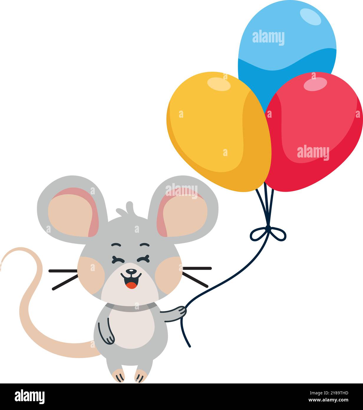 cute little mouse with birthday balloons Stock Vector Image & Art - Alamy