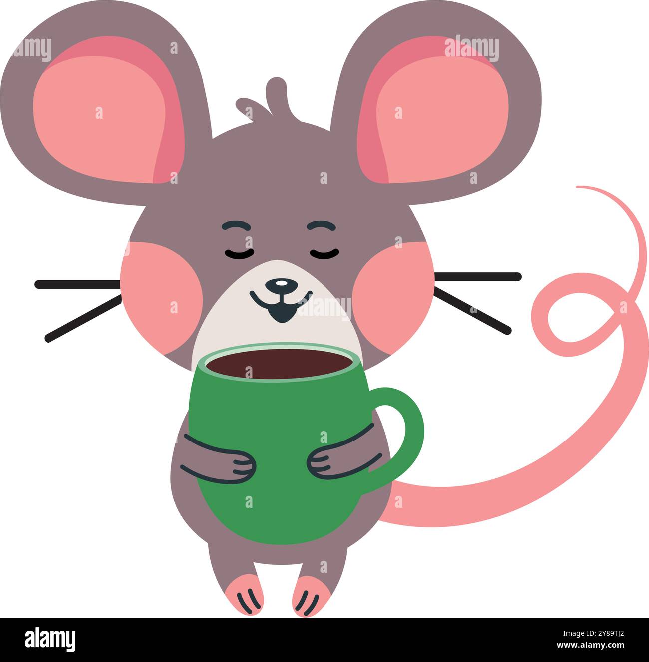 cute little mouse drinking a cup of coffee Stock Vector Image & Art - Alamy