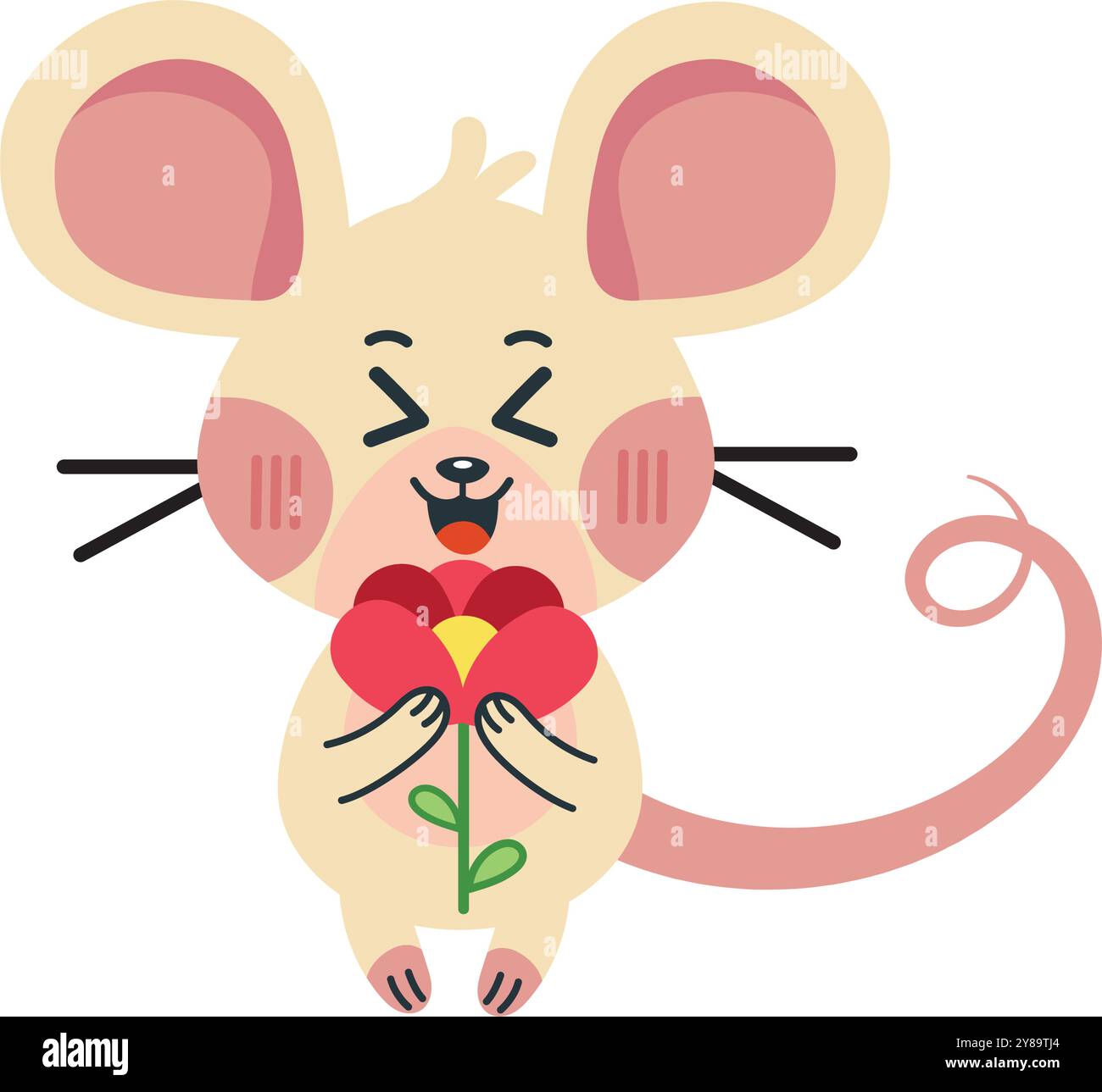 cute mouse character smiling with flower Stock Vector Image & Art - Alamy