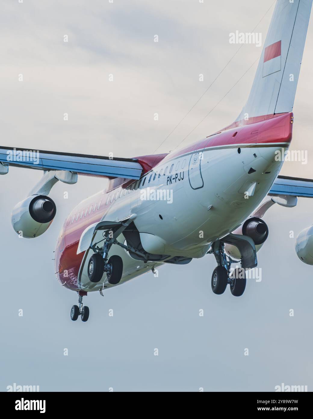 Balikpapan, Indonesia - September 26th, 2024. The Indonesian presidential jet with its landing ...