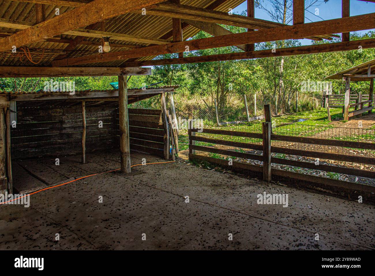 Fences and rustic buildings in the countryside Stock Photo - Alamy