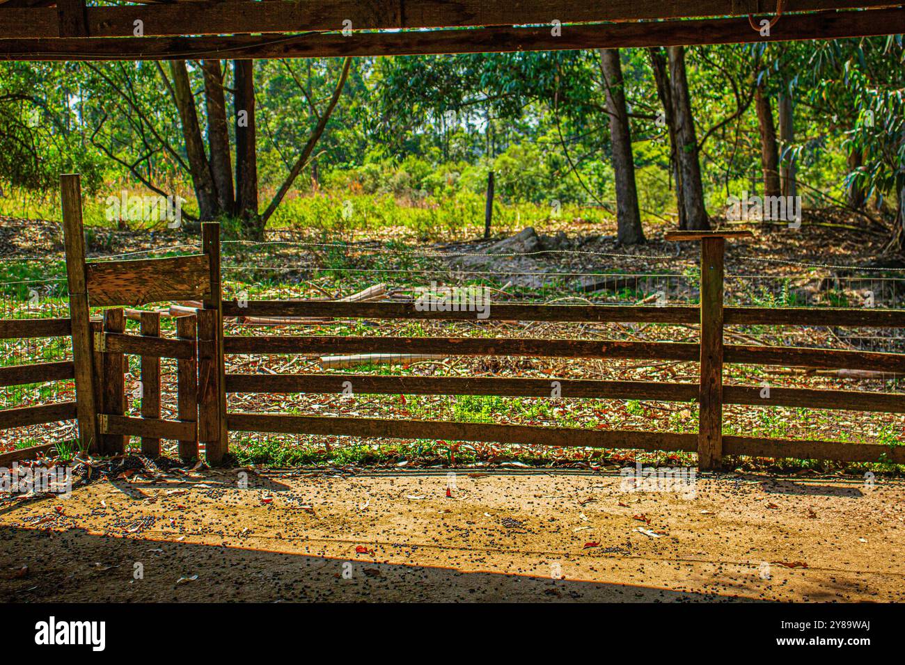 Fences and rustic buildings in the countryside Stock Photo - Alamy