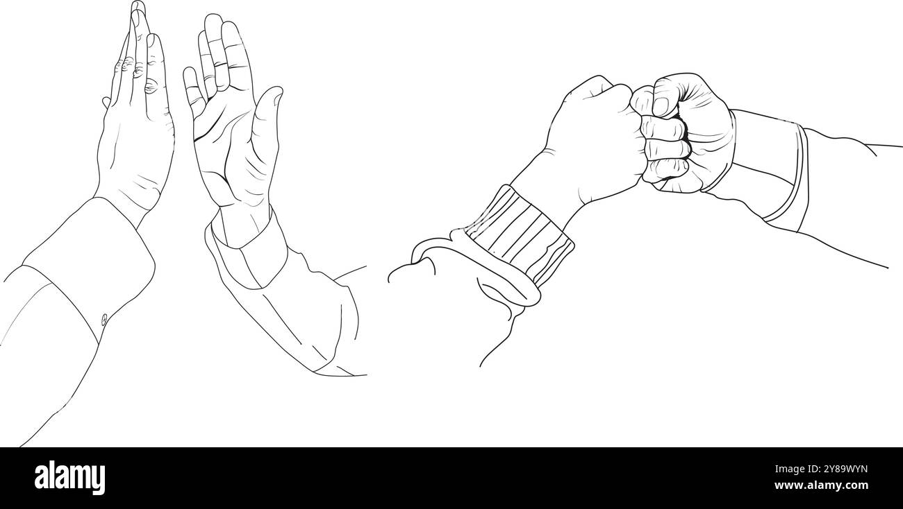 Fist Bump, High five, hand sketch, high five sketch, Body language ...