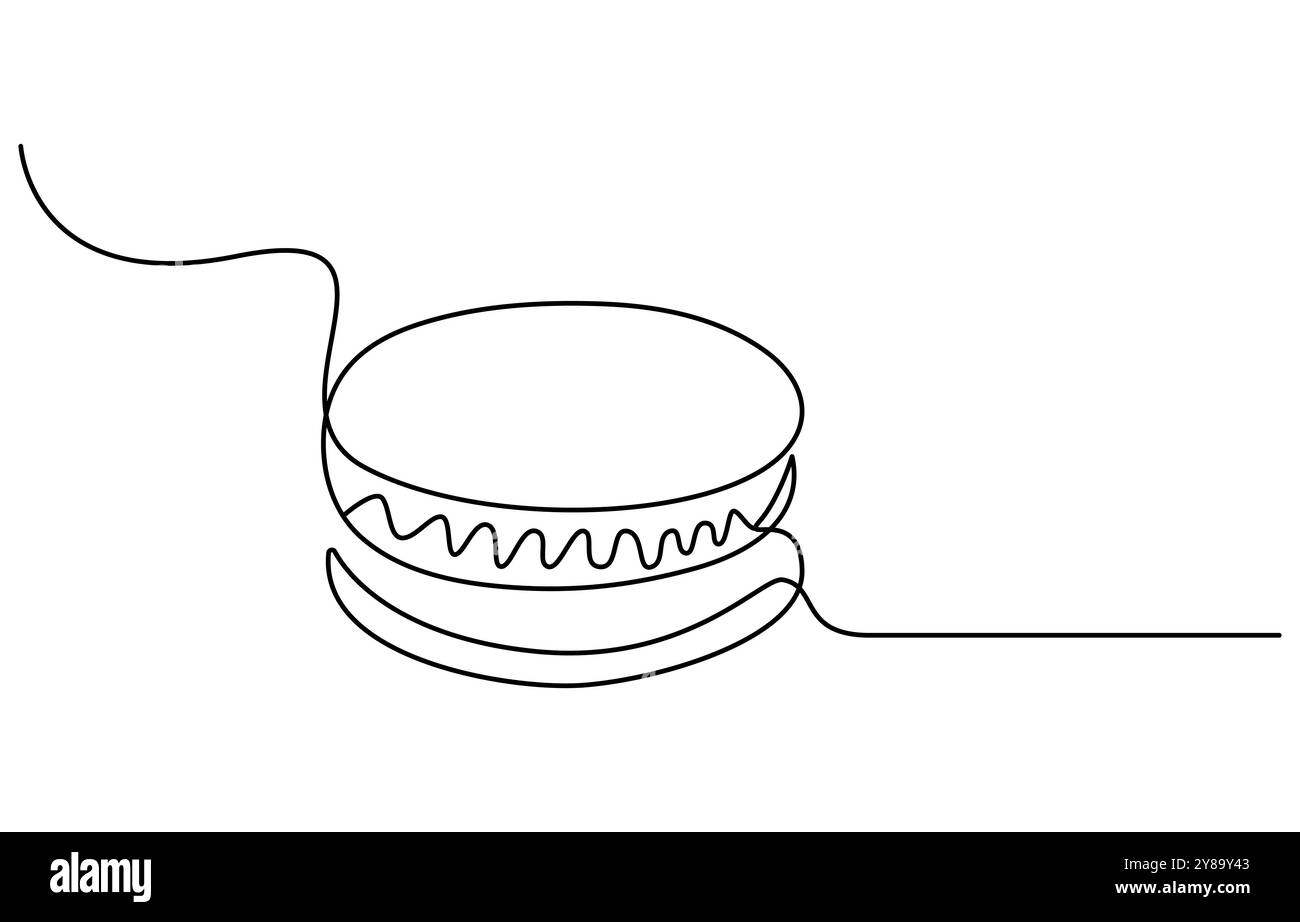 Macaron cookie one continuous line design. Restaurant food menu design ...