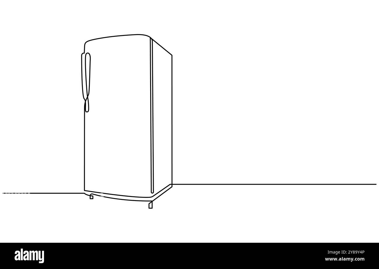 Refrigerator continuous one line drawing vector illustration ...