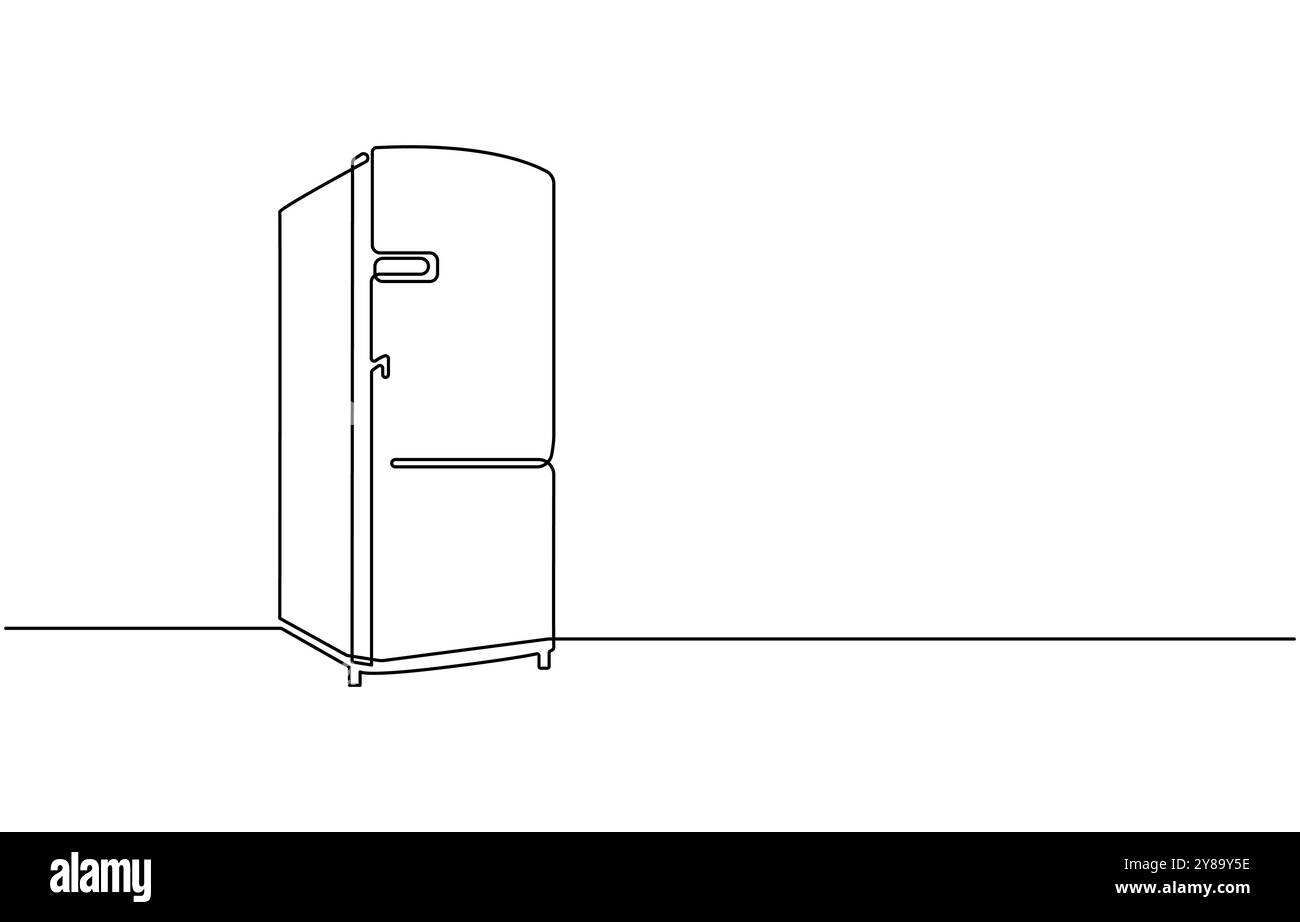 Refrigerator continuous one line drawing vector illustration ...