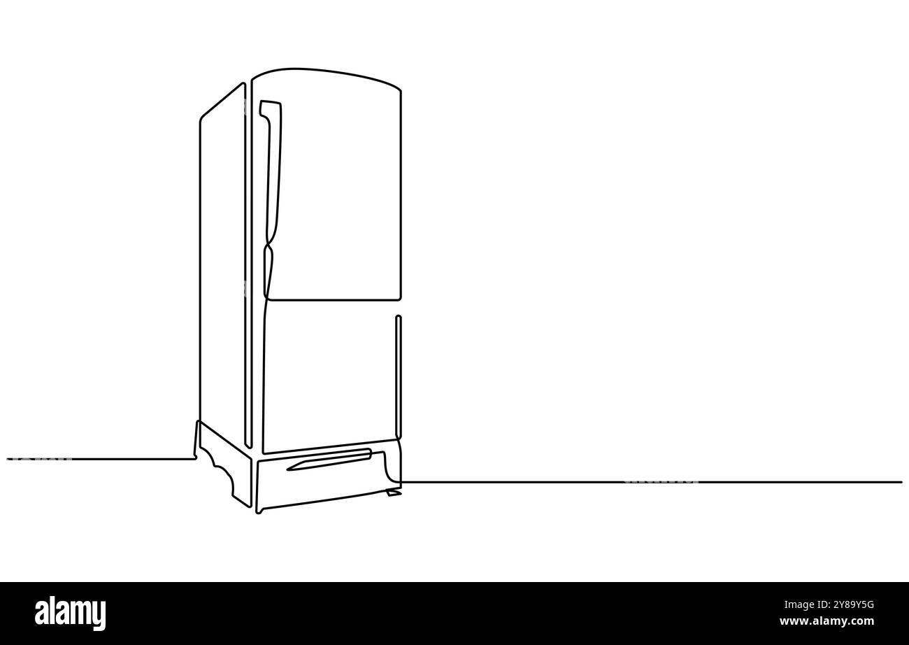 Refrigerator continuous one line drawing vector illustration ...