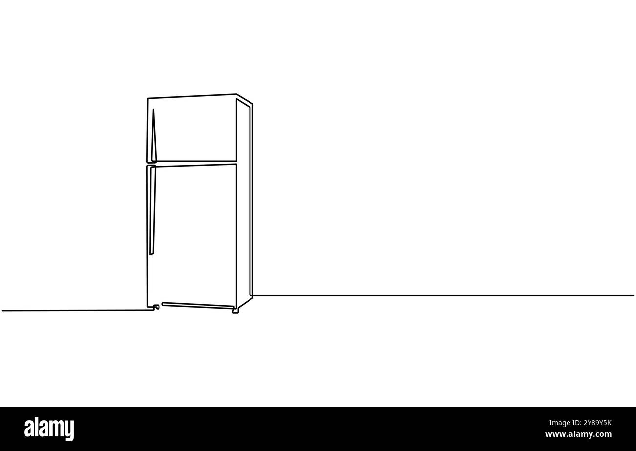 Refrigerator continuous one line drawing vector illustration ...