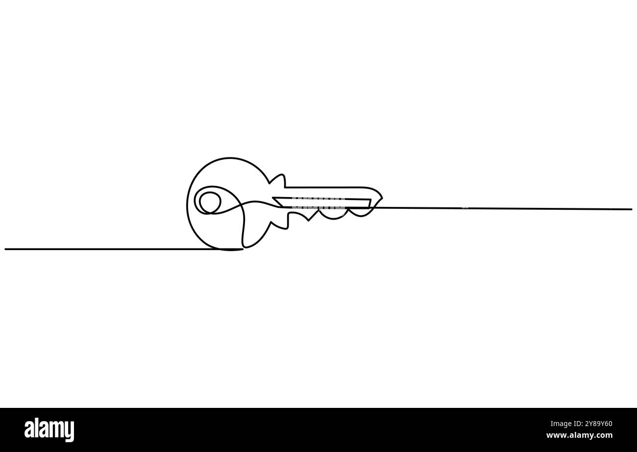 Key one line continuous drawing. Home key continuous one line ...