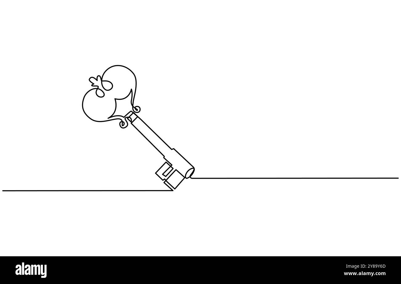 Key one line continuous drawing. Home key continuous one line ...