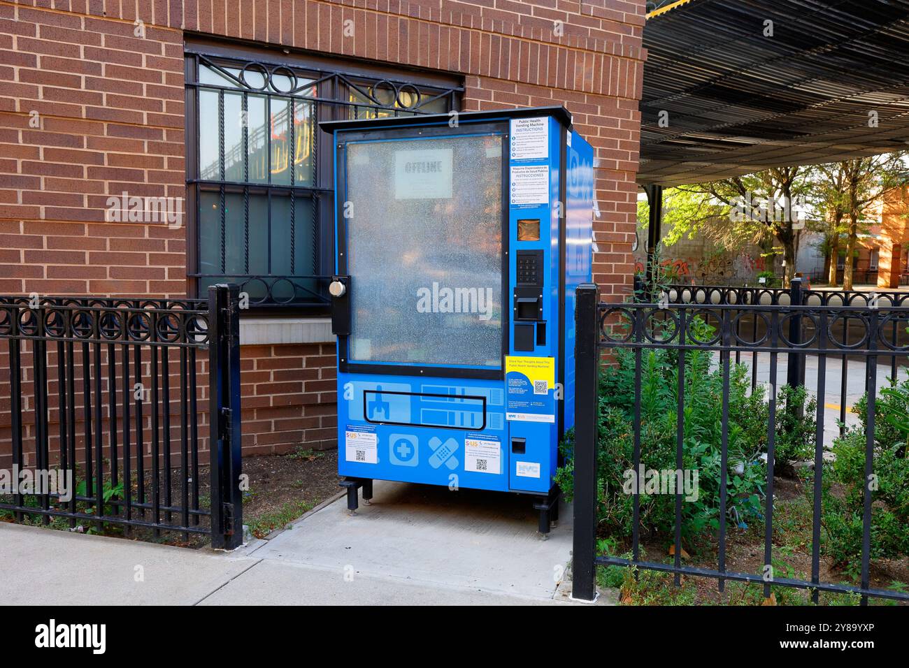 An offline, smashed, vandalized NYC Public Health Vending Machine ...