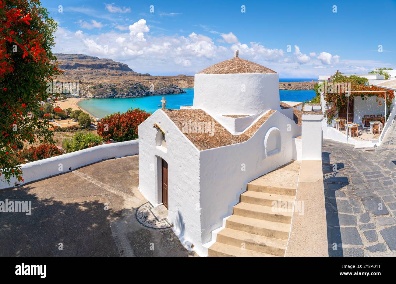 Chapel Of Saint George Pahimahiotis, Lindos, Rhodes, Greece Stock Photo ...