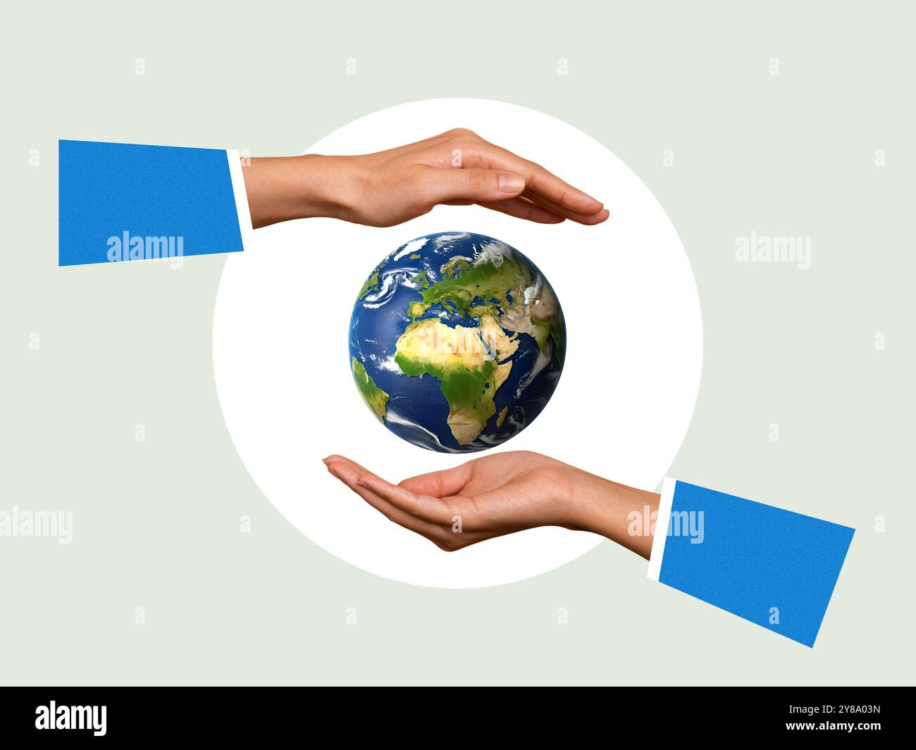 Two hands protect our earth, world environment day concept, save the ...