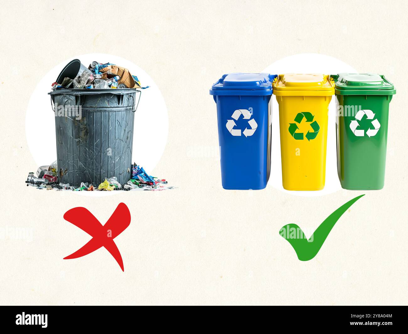 Recyclable and Non-Recyclable bins, Recycling concept, Symbolizing of ...