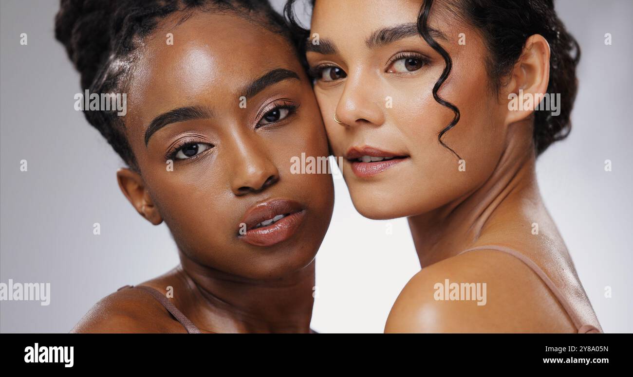 Portrait, beauty and women with cosmetics, dermatology and aesthetic on ...