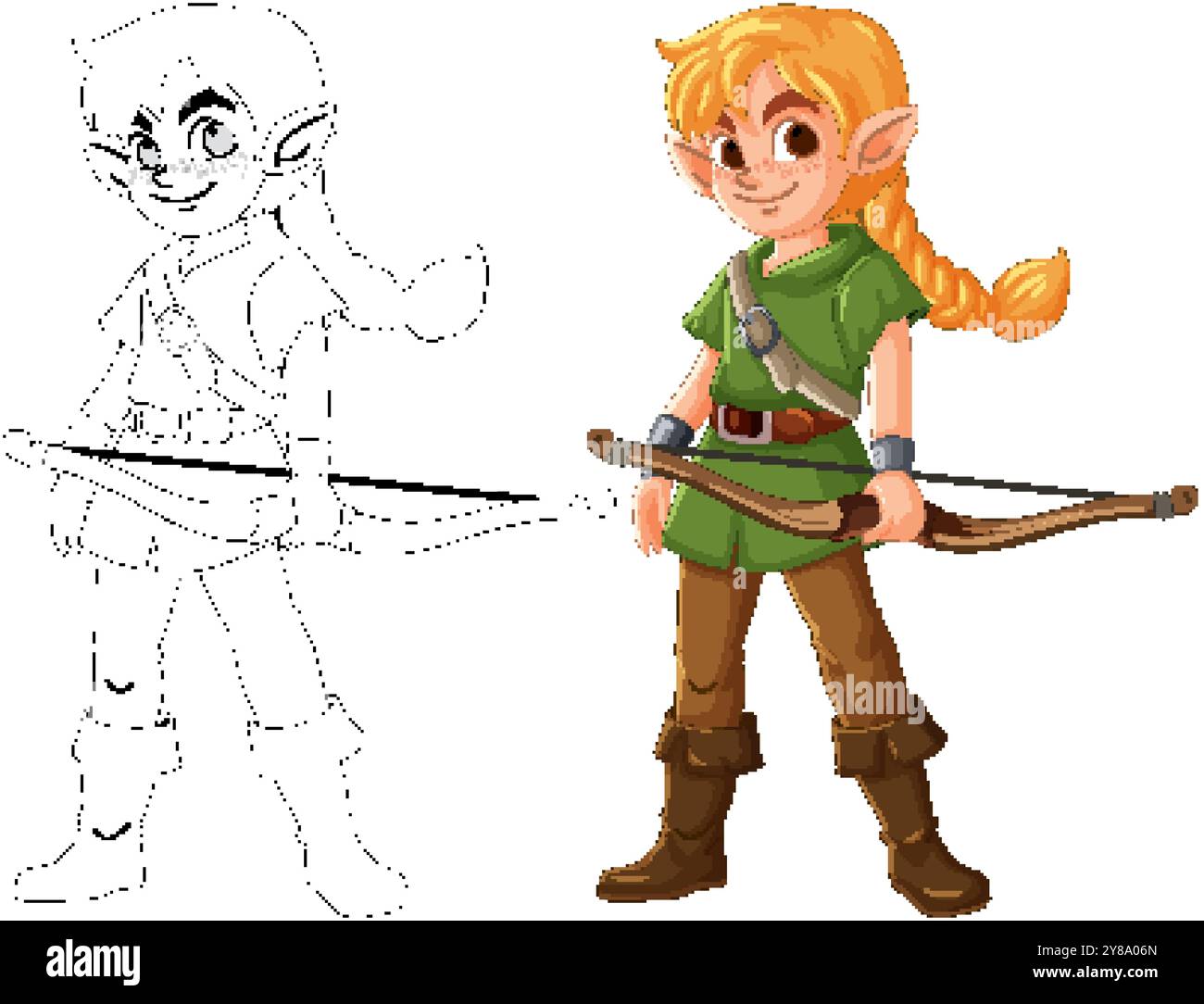 Elf archer with bow and arrow Stock Vector Image & Art - Alamy