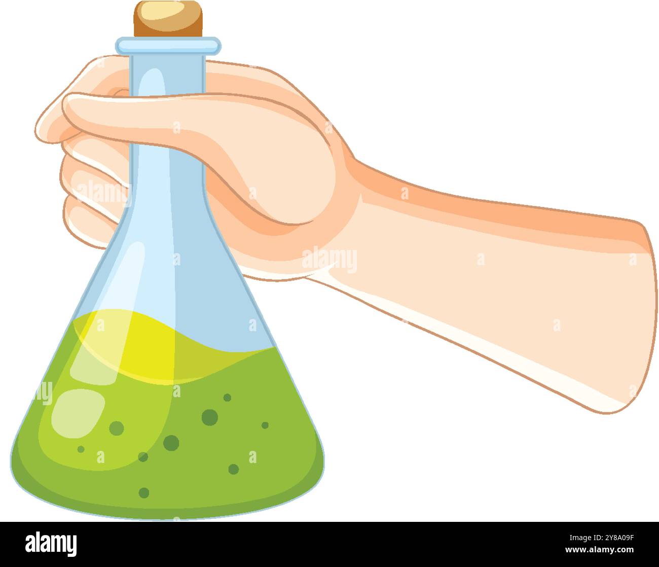 Illustration of a hand holding a green flask Stock Vector Image & Art ...