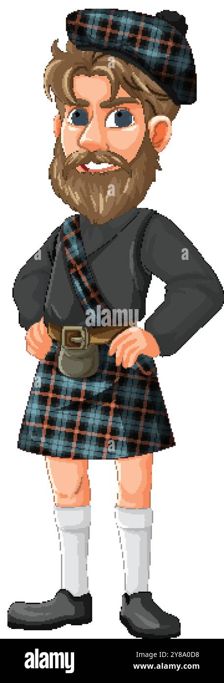 Illustration of a man wearing a Scottish kilt Stock Vector Image & Art ...