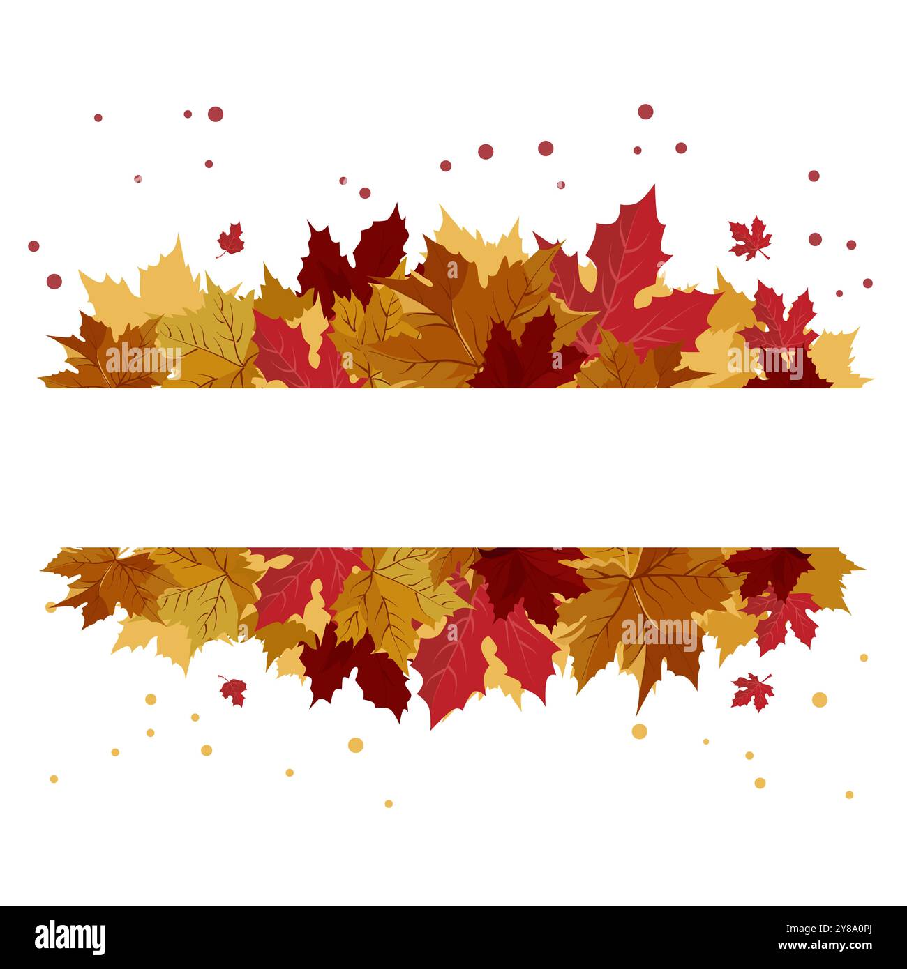 Vector isolated rectangular frame of yellow dry maple autumn leaves ...