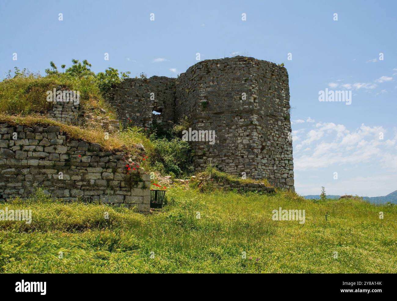The fortified gallery walls of the 13th century Berat Castle, southern ...