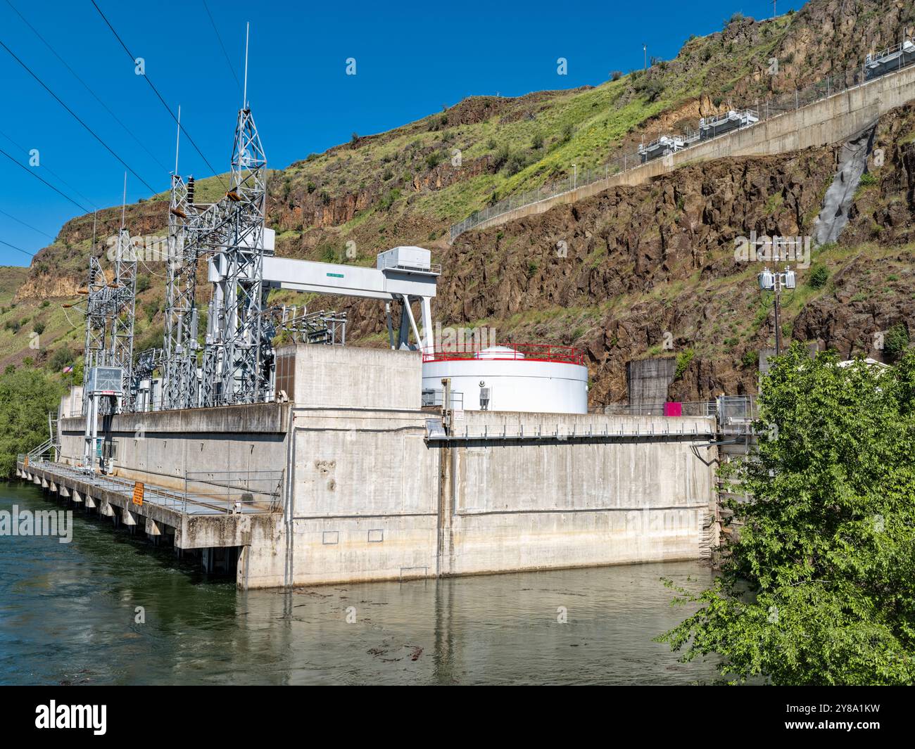 Run-of-the-river hydroelectricity is generated at the Oxbow Dam on the ...