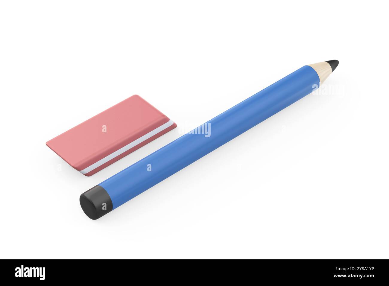 Blue pencil red eraser Cut Out Stock Images & Pictures - Alamy