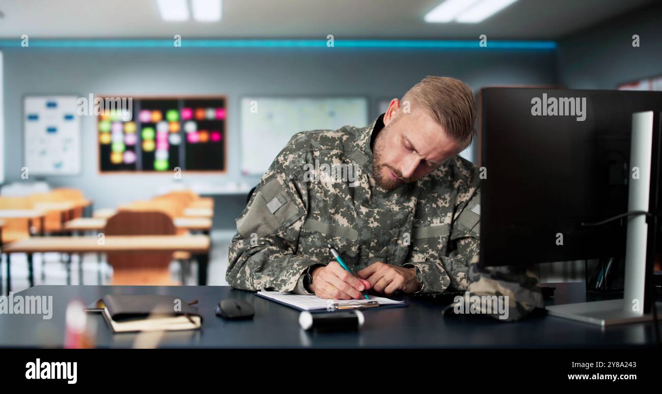 Military Student Education. Army Soldier Veteran In College Stock Photo ...