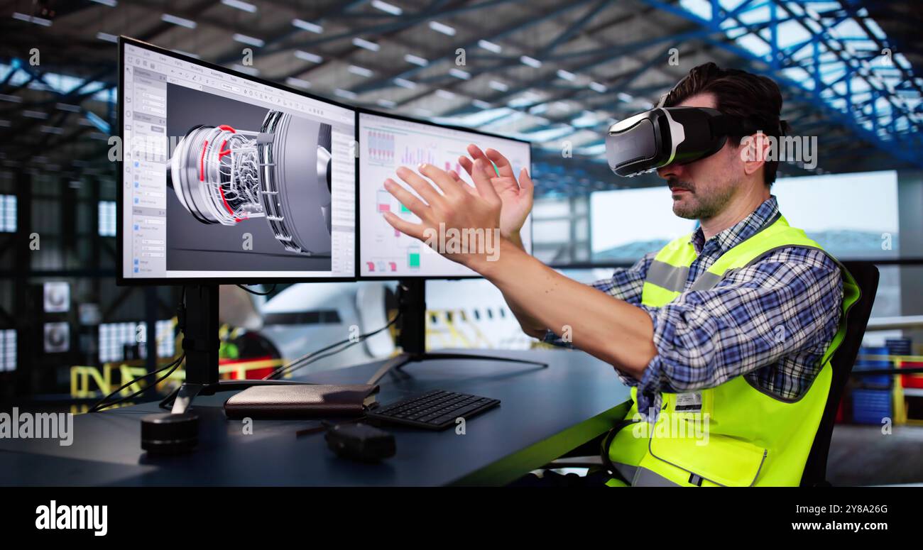Virtual Reality Headset And Industrial Factory. VR Technology At Work Stock Photo - Alamy