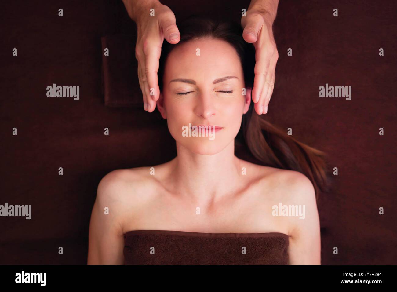 Woman Having Reiki Healing Treatment. Alternative Therapy Stock Photo ...