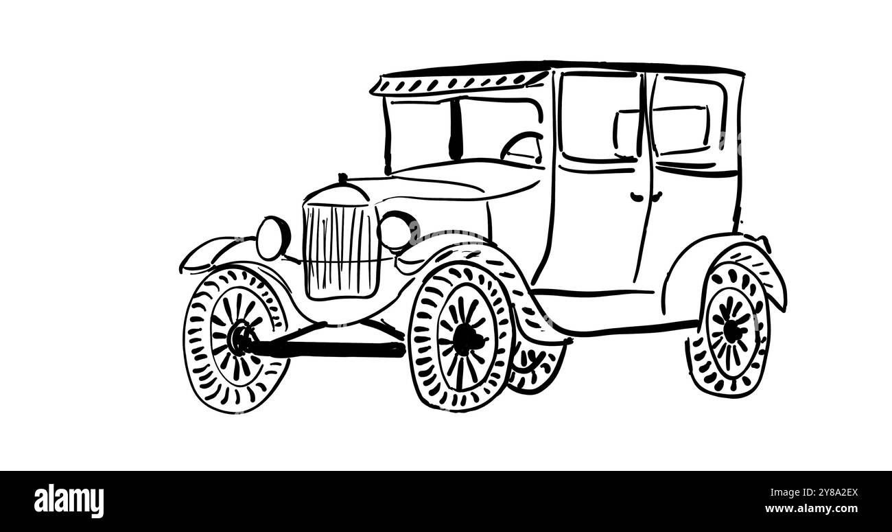 Old car drawing Stock Photo - Alamy
