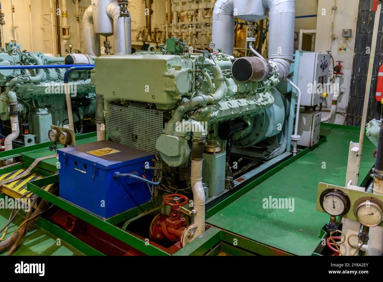 Marine engine. Diesel generator. Engine room interior Stock Photo - Alamy